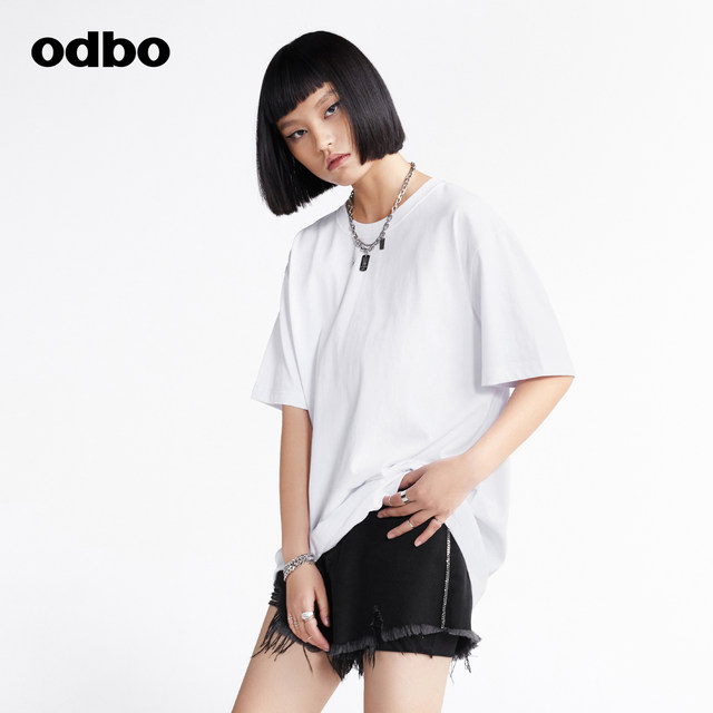 ODBO/Odi Bio's casual temperament round neck short -sleeved logo printing T -shirt female summer ...
