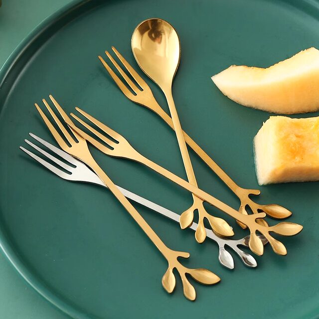 Stainless steel fruit fork set, high-end children's cute little fork ...