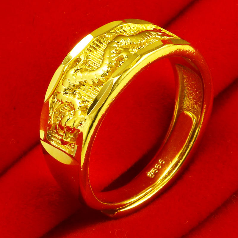 9999 Pure Gold Dragon And Phoenix Ring - 24K Gold Couple Jewelry ...
