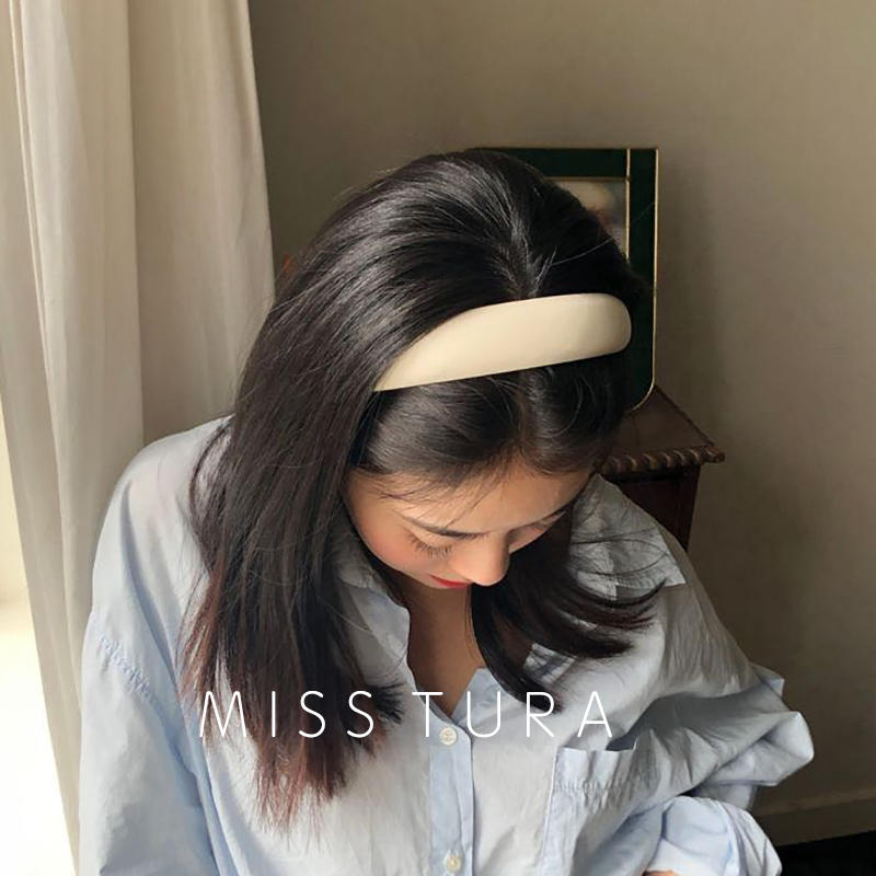 Miss Tura韩国进口皮质特软简约质感纯色pu皮束发头箍发卡发箍-淘宝网