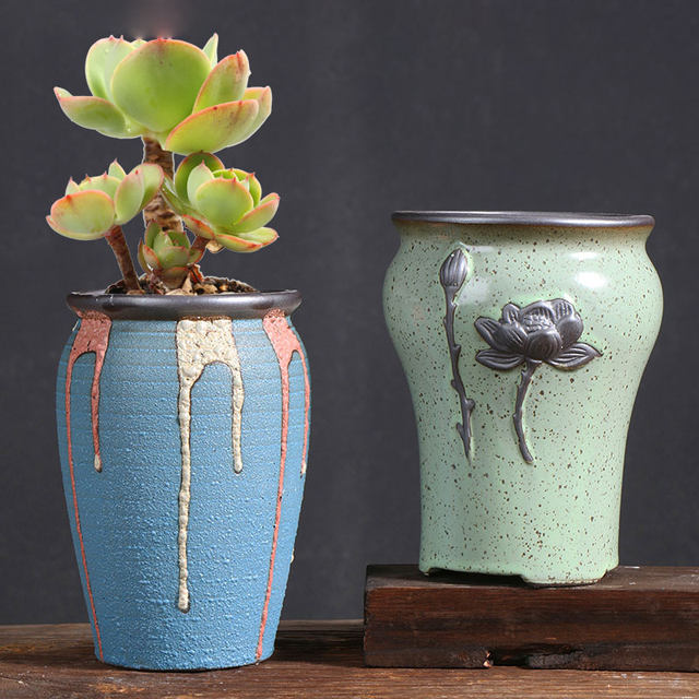 Elegant old pile succulent flowerpot home balcony red pottery large ...