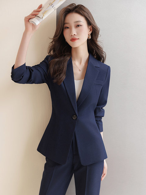 Navy Blue Blazer for Women, Autumn and Winter, Sales Department Manager ...