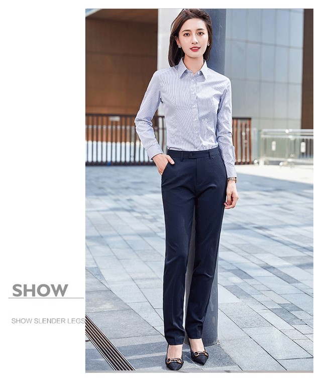 Professional trousers ladies spring and autumn high waist straight gray ...
