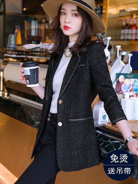 Bright silk small fragrance style suit jacket for women in autumn and ...