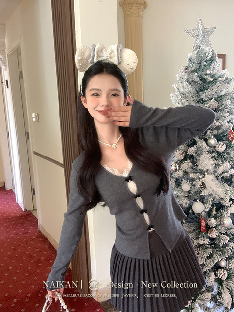 Naitai watch lace stitching bow knot sweater long -sleeved slim ...