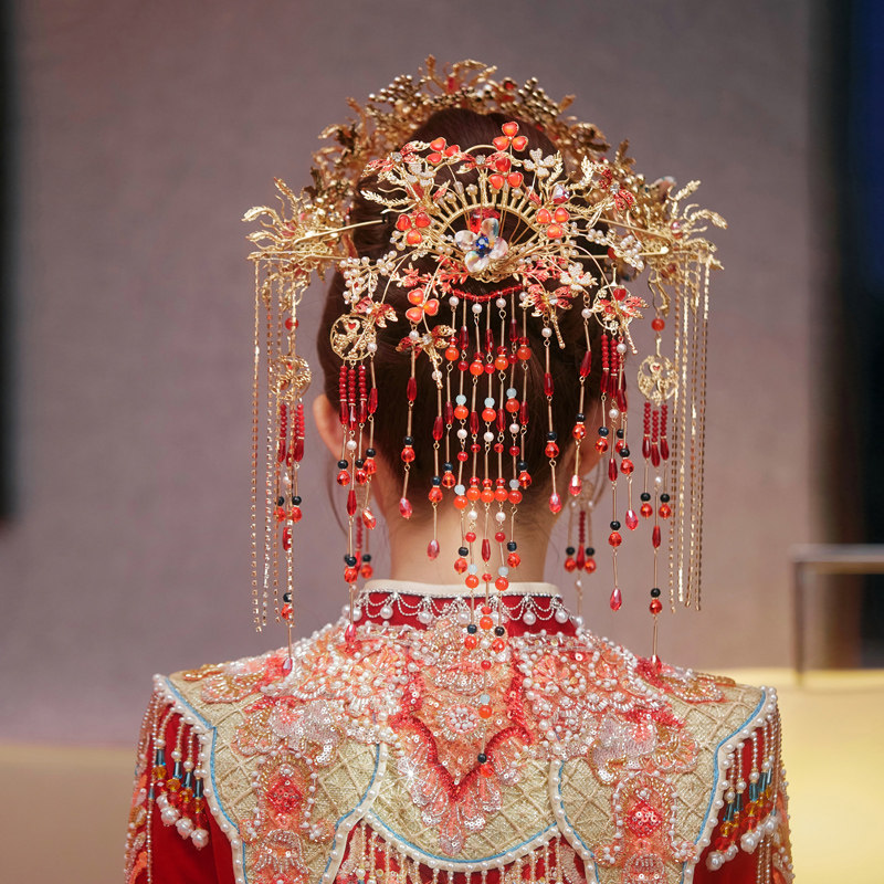 Mengyao Phoenix Crown - Klassisches chinesisches Hochzeits-Haarschmuck-Set