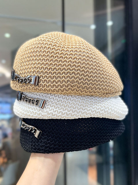Summer mesh breathable beret women's Korean stereotyped design forward ...