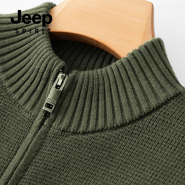 Jeep zipper cardigan sweater men's autumn and winter new loose middle ...