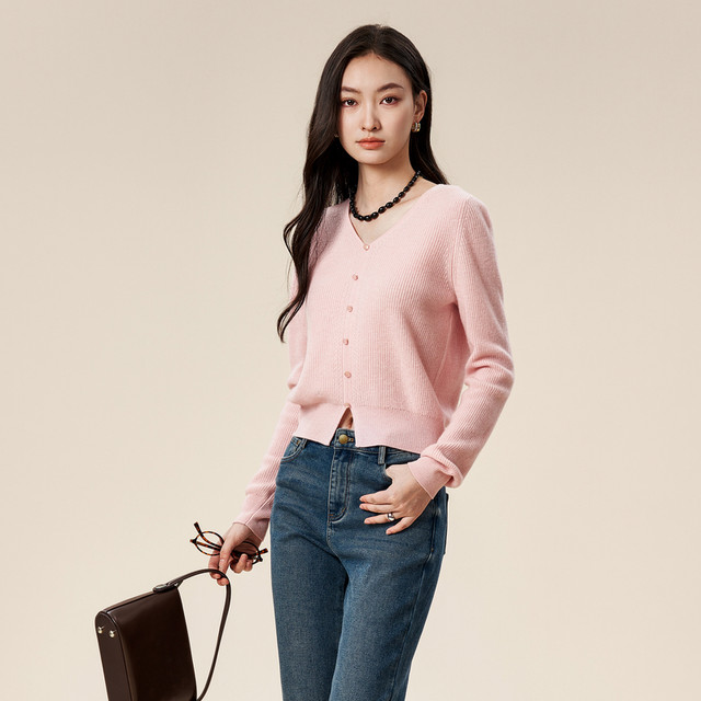 xg Xue Ge 100% wool slim V-neck simple and versatile age-reducing ...