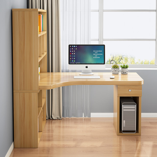 Computer desktop table corner desk bookshelf bookcase combination home ...