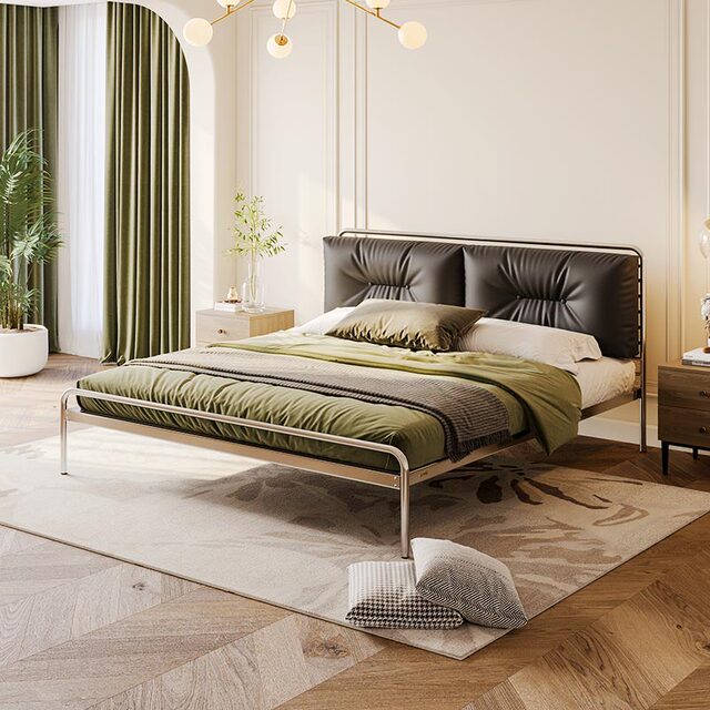 Tiantan Furniture Stainless Steel Iron Bed Thickened Soft Covered Metal ...