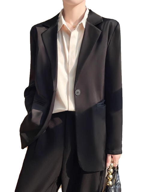 Pick up! Summer new solid color suits outer set women's satin high ...