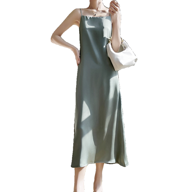 Triacetate silk sling dress women's summer loose inner long skirt ...