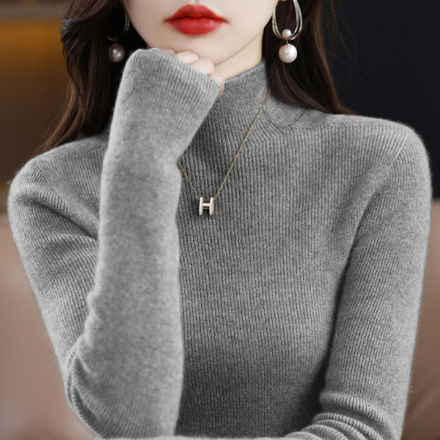 Off-code clearance new 100 high-end wool sweater for women half ...