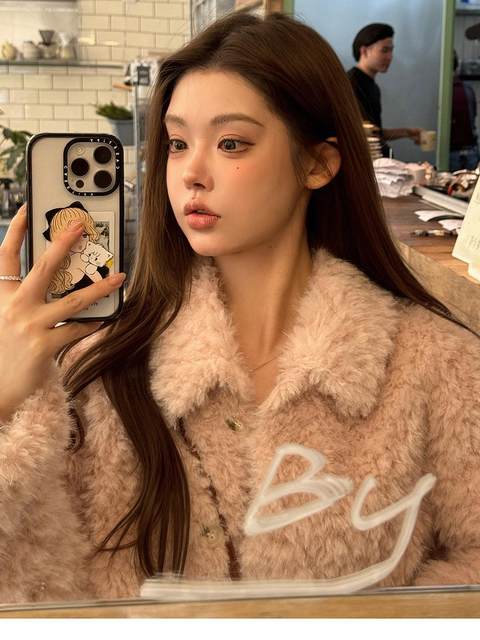 Korean winter plush fur one-piece lambswool coat for women, high-end ...