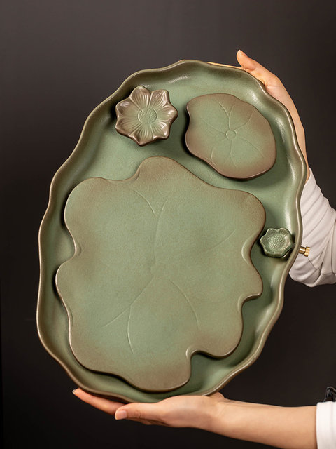 Ceramic tea tray New Chinese style small household tea cup tray office ...