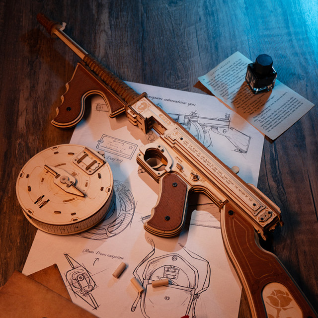 Ruocke Thomson Gun 3D three -dimensional puzzle AK47 wood -assembled ...