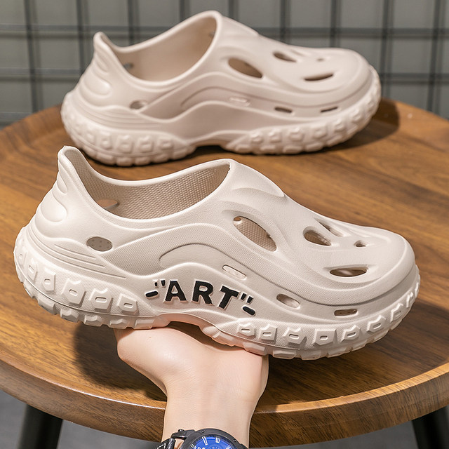 Men's Croc Shoes Summer Outerwear Thick-Soled Non-Slip Sandals Baotou Coconut Sports Outdoor ...