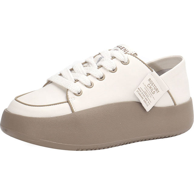 Genuine leather rocker shoes for women, thick-soled sneakers ...