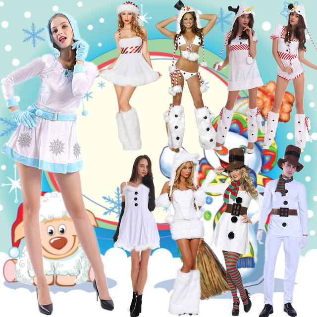 Christmas cute white Christmas snowman cosplay costume bar couple ...