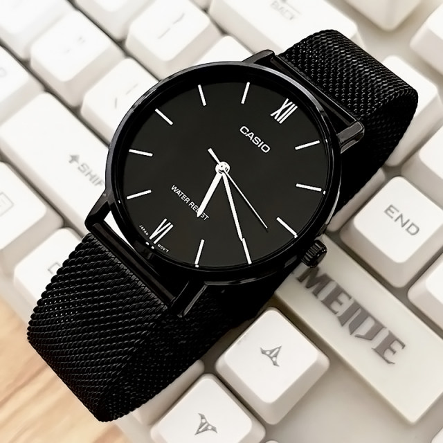 Genuine casio Casio watch men's black fashion simple student quartz men ...