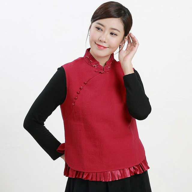 Tang suit top for women short vest autumn and winter Chinese style ...