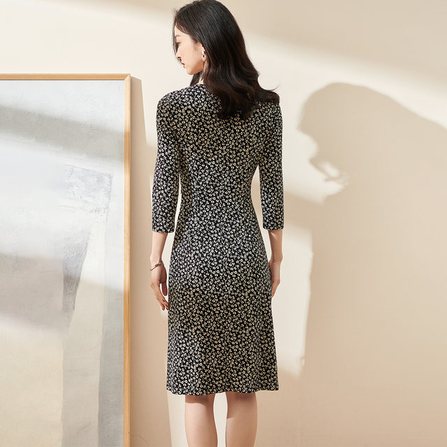Mi Siyang 2024 Autumn New Intellectual Elegant Floral Dress Waist Retro ...