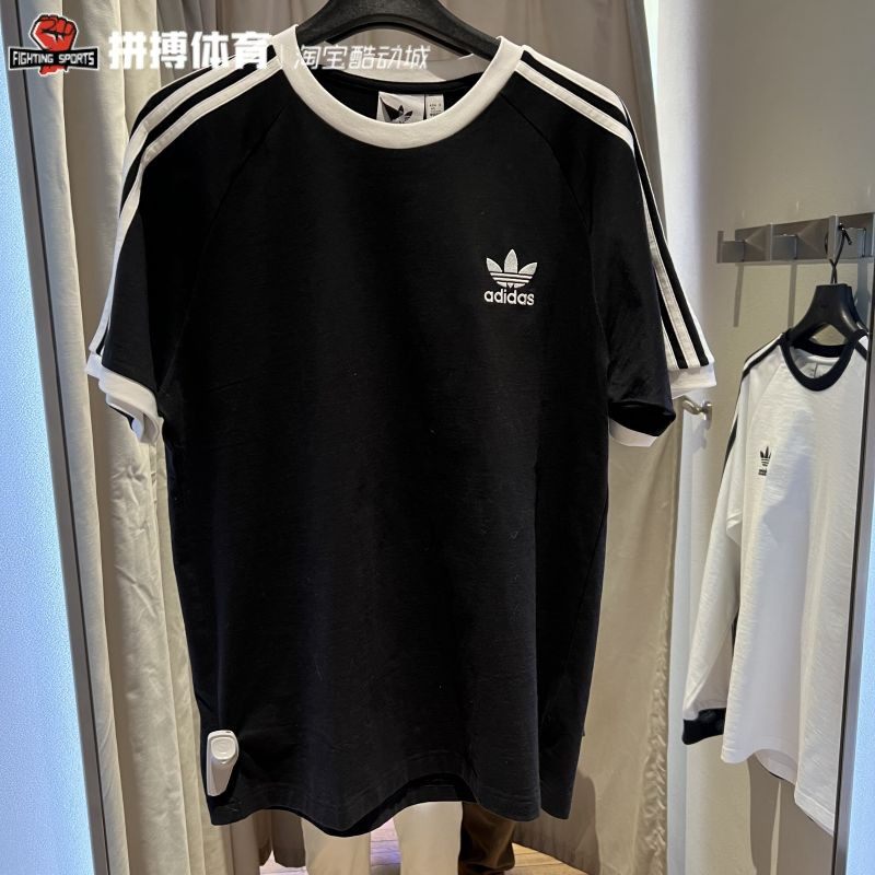 Genuine Adidas Clover Classic Three-Stripe Summer Black and White ...