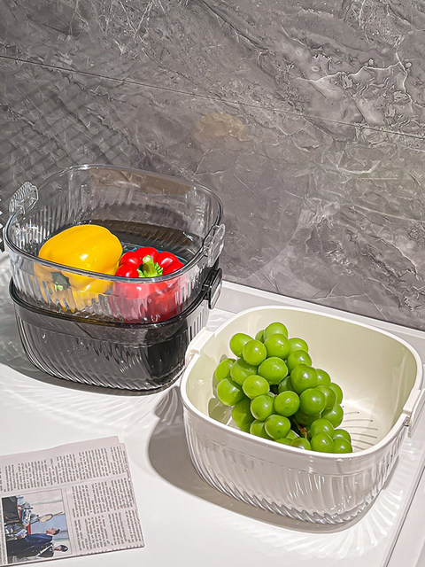 Thickened double-layer vegetable wash basket in the kitchen home ...