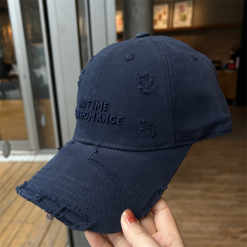 Ripped baseball cap for women with letter embroidery, washed cotton ...