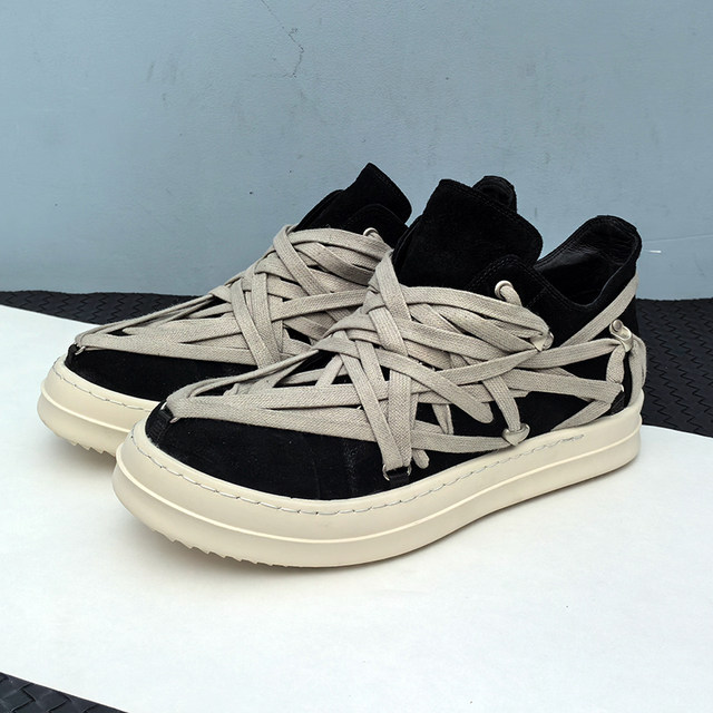 New ro shoes for men's pentagram rivet straps low top shoes genuine ...