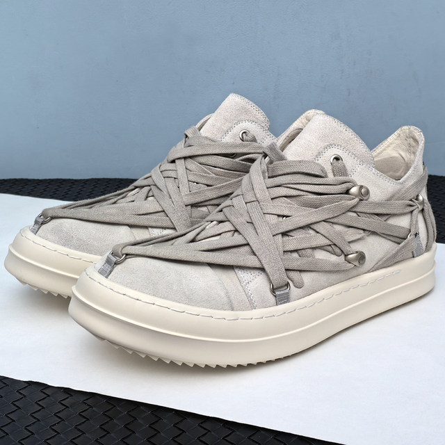 New ro shoes for men's pentagram rivet straps low top shoes genuine ...