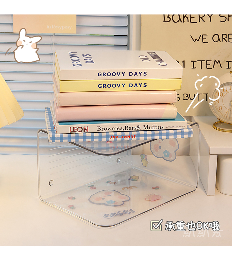 데스크탑 책 보관 상자 아크릴 투명 책상 유물 사무실 스테이션 파일 책장 책 스탠드 선반 조용히 사랑하다