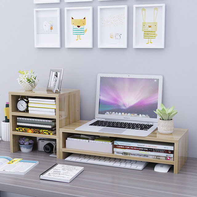 Computer elevated desktop desk storage rack monitor elevated desk stand ...