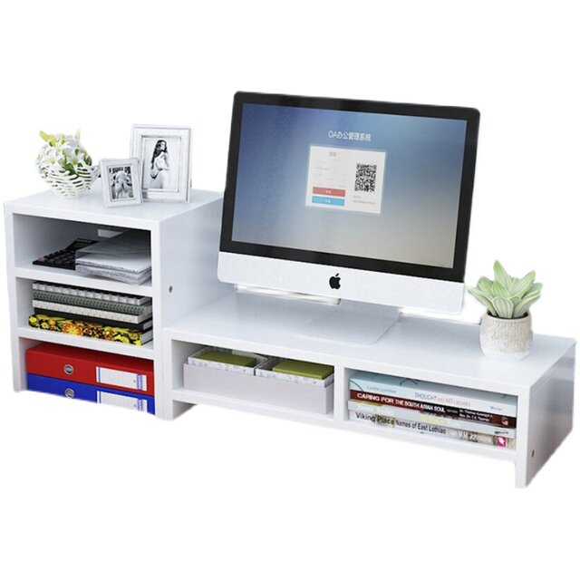 Computer elevated desktop desk storage rack monitor elevated desk stand ...