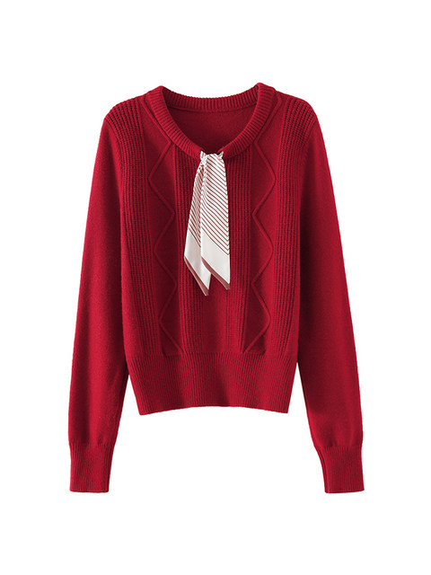 OSA Osha retro plaid diamond ribbon sweater women's 2024 autumn new ...