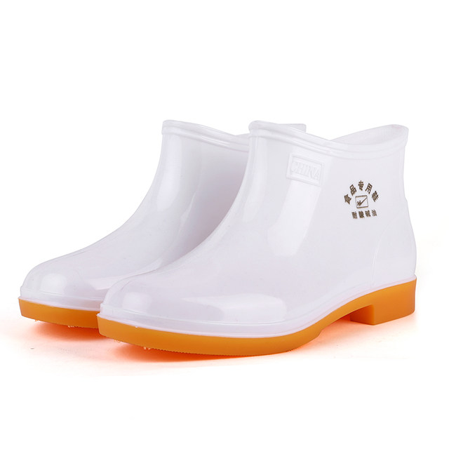 Double -star rain bears white rain boots Food factory workshop workshop ...