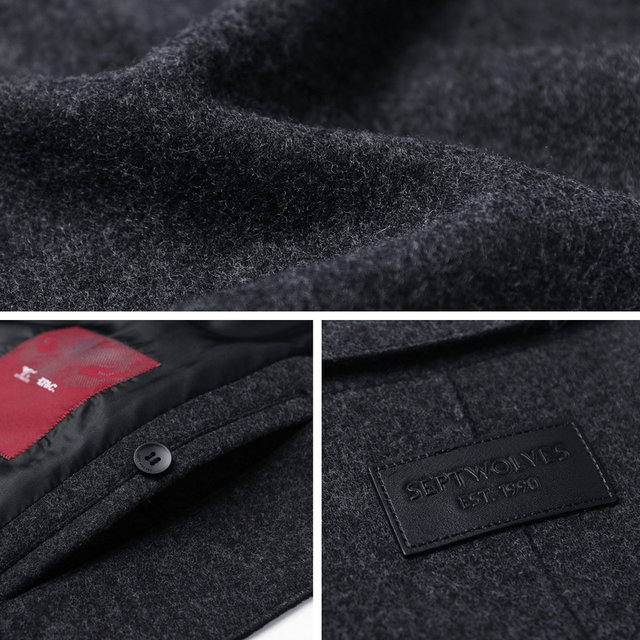 Septwolves Men's Lapel Mid-Length Woolen Coat Winter New Warm Wool Easy ...