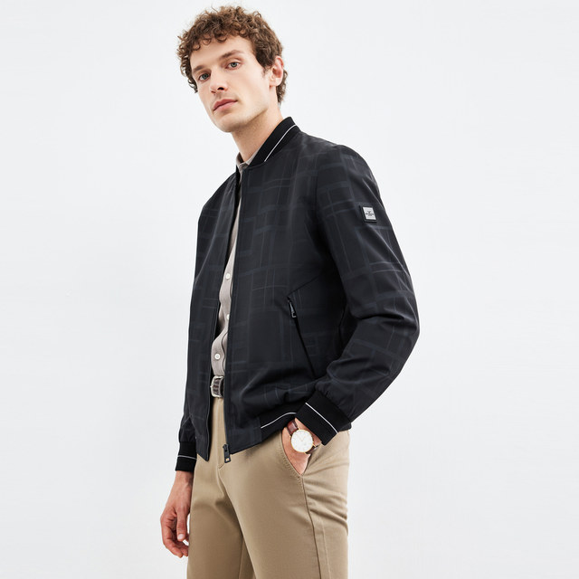 Septwolves baseball collar plaid jacket men's autumn handsome fashion ...