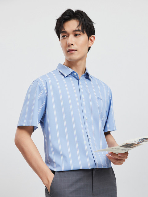 Septwolves short-sleeved casual shirt men's summer new fashion wide ...