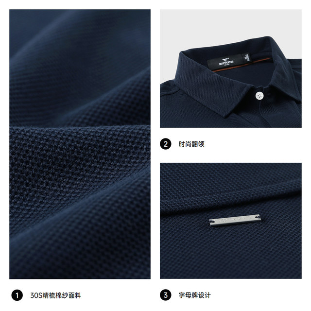 Septwolves pure cotton short-sleeved POLO shirt men's V-neck 2024 ...