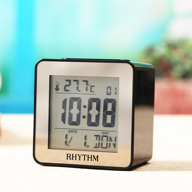 RHYTHM Japan Lisheng Clock LCD Perpetual Calendar Silent Student Alarm ...