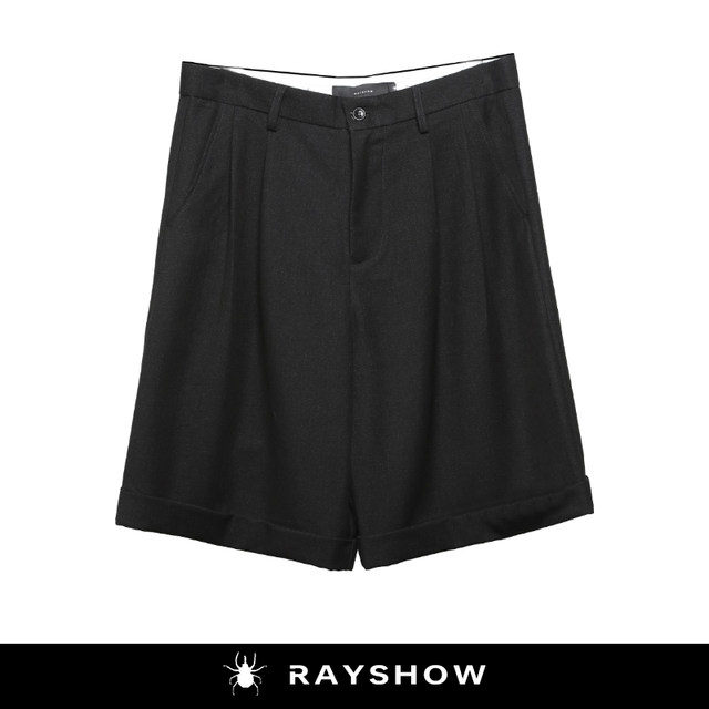 Rayshow Lei Xiu original double pleated three -dimensional rolled pants ...