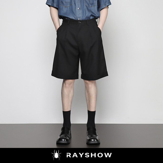 Rayshow Lei Xiu original double pleated three -dimensional rolled pants ...