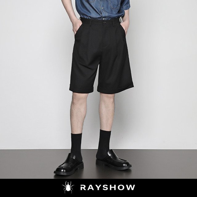 Rayshow Lei Xiu original double pleated three -dimensional rolled pants ...