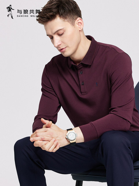 Dancing with the wolf, long-sleeved T-shirt for men in 2025 spring new ...