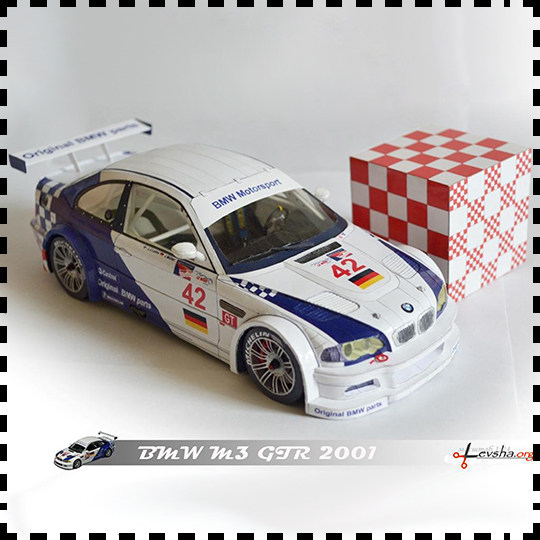 BMW M3 GTR Racing Car Paper Model Kit - Handmade DIY Sports Car Model