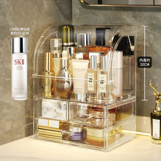 Transparent acrylic dust-proof cosmetics storage box dressing table ...
