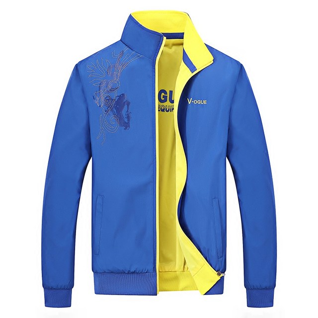 Autumn youth men's jacket double-sided wear jacket stand-up collar thin ...