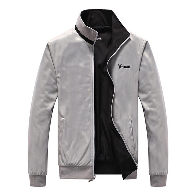 Autumn youth men's jacket double-sided wear jacket stand-up collar thin ...